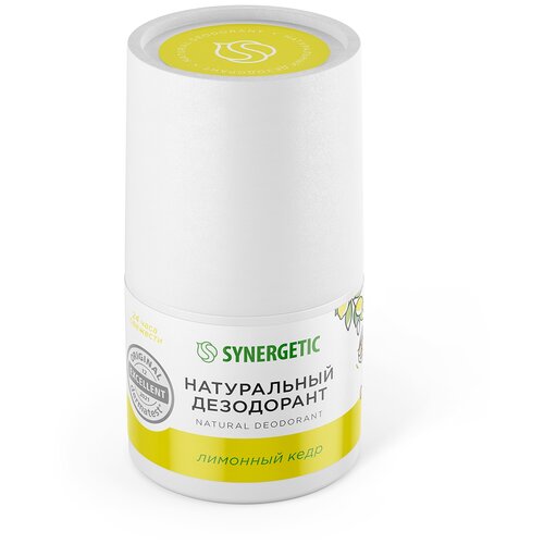 Synergetic Натуральный дезодорант Лимонный кедр, коробка, 50 мл, 80 г, 1 шт.