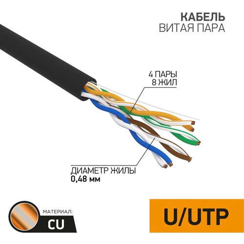 Кабель PROconnect 01-0054, 305 м, 1 шт., черный