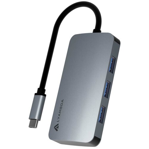 Разветвитель Type-C 5 в 1 USB/PD / USB-Hub / USB - концентратор Lyambda Slim Aluminum LC118 Gray