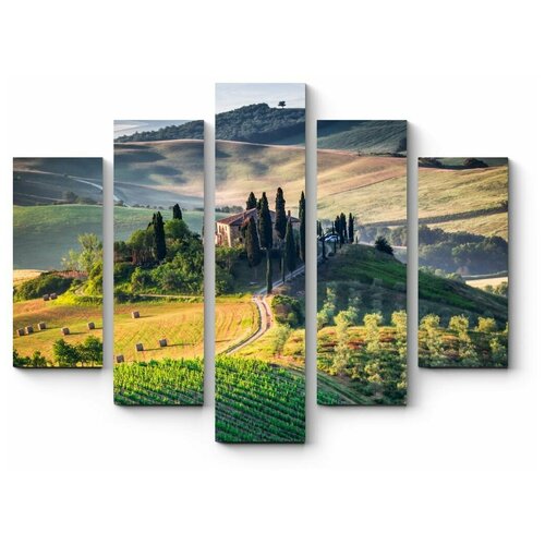 Модульная картина Тоскана, панорамный пейзаж125x100