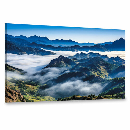 Интерьерная картина 100х60 "Пик горы: взгляд с вершины"