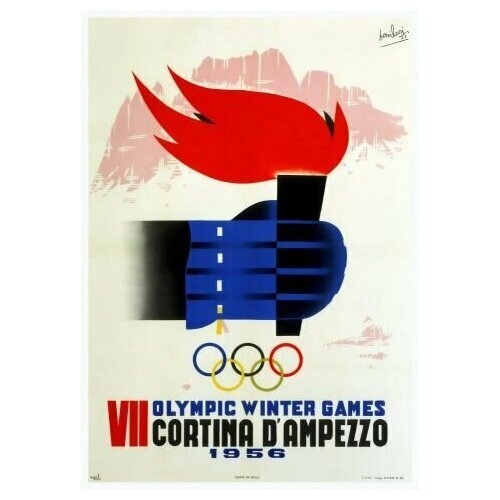Плакат, постер на бумаге Olympic Games Cortina dAmpezzo-Олимпийские игры-Кортина-дАмпеццо. Размер 21 х 30 см