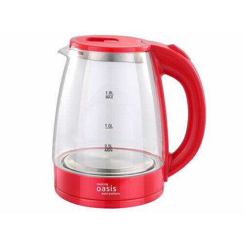 Чайник OASIS K-8GR красный стекло
