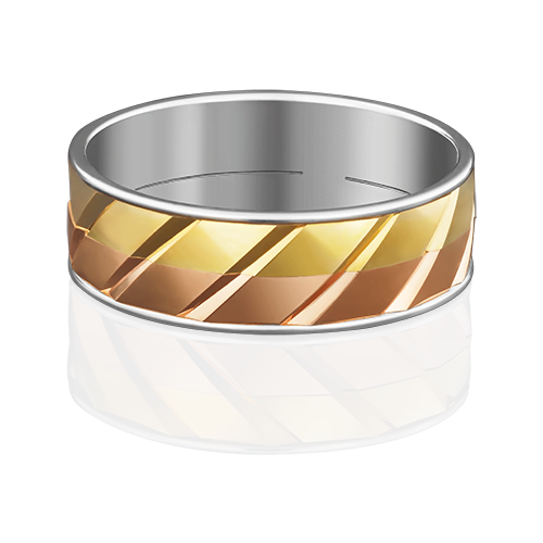 Кольцо обручальное PLATINA, комбинированное золото, 585 проба, размер 17.5