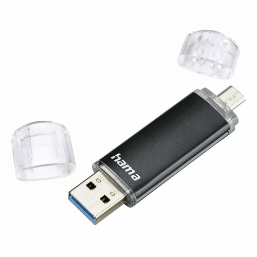 Флеш-накопитель hama Laeta Twin microUSB 2.0 / USB-A 3.0, 64 GB, в алюминиевом корпусе (Germany)