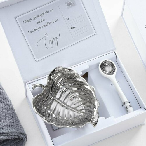 Чаша с ложкой Pampa Bay Silver Leaf в подарочной коробке