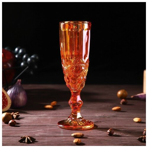 Бокал стеклянный для шампанского Magistro «Ла-Манш», 160 мл, 7×20 см, цвет янтарный