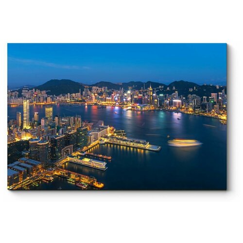 Модульная картина Сияющий ночными огнями Гонконг 130x87
