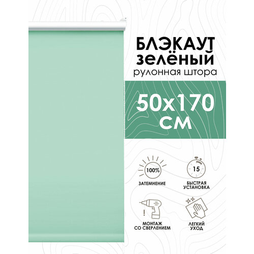 Рулонные шторы блэкаут 50х170 см, Lux зеленый