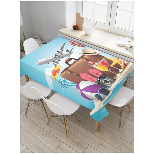 Скатерть прямоугольная JoyArty на кухонный стол "Полет на отдых" из оксфорда, 120x145 см