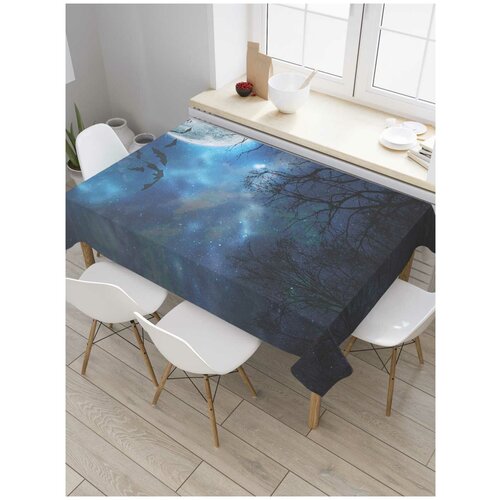 Скатерть прямоугольная JoyArty на кухонный стол "Летучие мыши в полнолуние" из оксфорда, 120x145 см