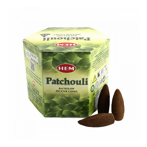 PATCHOULI Backflow Incense Cones, Hem (пачули благовония пуля стелющийся дым, Хем), уп. 40 конусов.