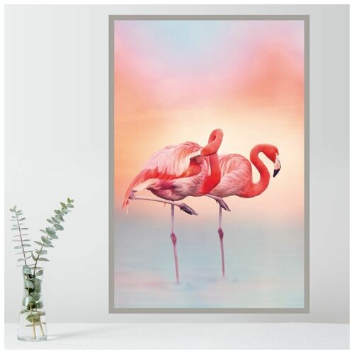 Постер Розовые фламинго на закате 30х40 см в тубусе ПолиЦентр