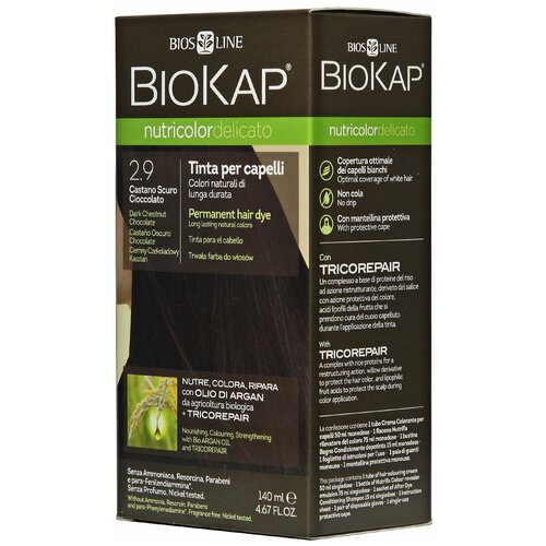 BioKap Nutricolor Delicato стойкая крем-краска для волос, 2.9 темно-каштановый шоколадный, 140 мл