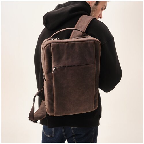 Рюкзак городской мужской / женский, кожаный / рюкзак для ноутбука до 16.1" Holt Brown by J.Audmorr