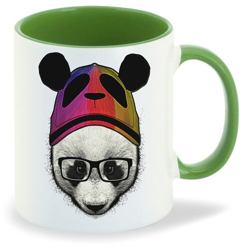 Кружка зеленый CoolPodarok Панда в шапке с пандой