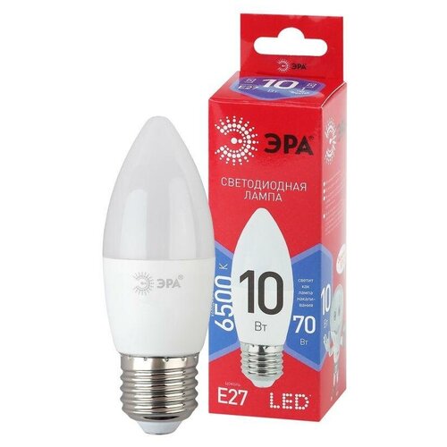 Лампа светодиодная ECO LED B35-10W-865-E27 R (диод свеча 10Вт холодн. E27) (10/100/3500) ЭРА Б0045338 (9шт. в упак.)