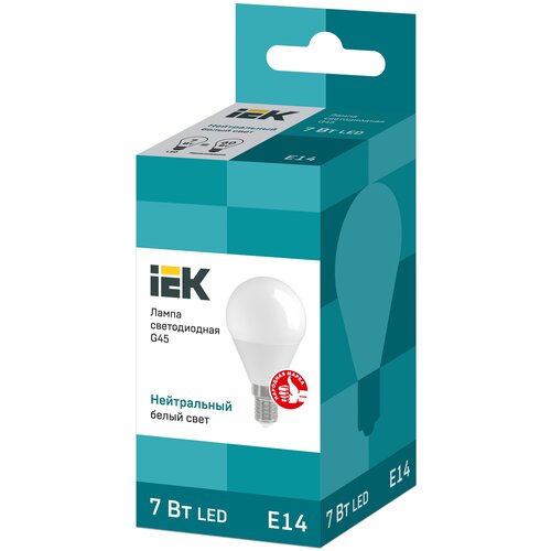 Лампа светодиодная IEK LLE-G45-7-230-40-E14, E14, G45, 7 Вт, 4000 К