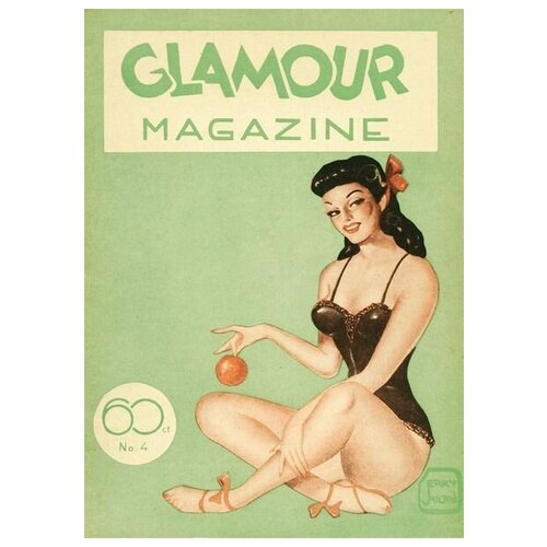 Постер на холсте Девушка на обложке ретро-журнала 40см. x 56см.