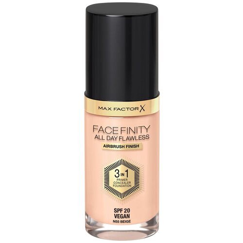 Max Factor Тональная эмульсия Facefinity All Day Flawless 3-in-1, SPF 20, 30 мл/60 г, оттенок: 55 Beige