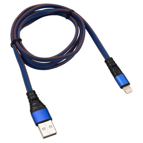 Rexant Кабель USB-Lightning 2.4 A, 1 м, синяя нейлоновая оплетка
