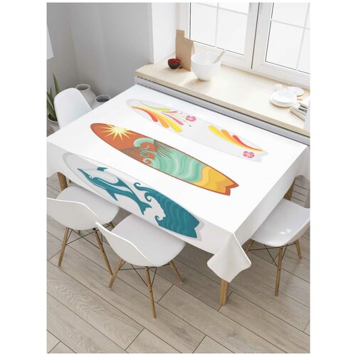 Скатерть прямоугольная JoyArty на кухонный стол "Серфы для всех" из оксфорда, 120x145 см