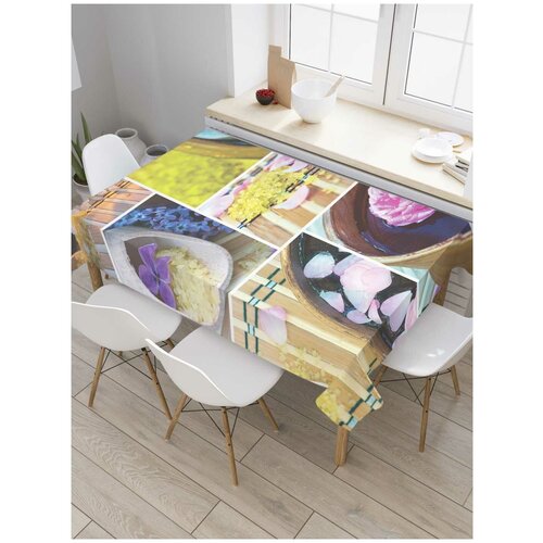 Скатерть прямоугольная JoyArty на кухонный стол "Аромат розы" из оксфорда, 120x145 см