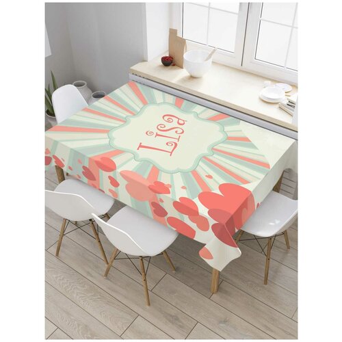 Скатерть прямоугольная JoyArty на кухонный стол "Валентинка для Лизы" из оксфорда, 120x145 см