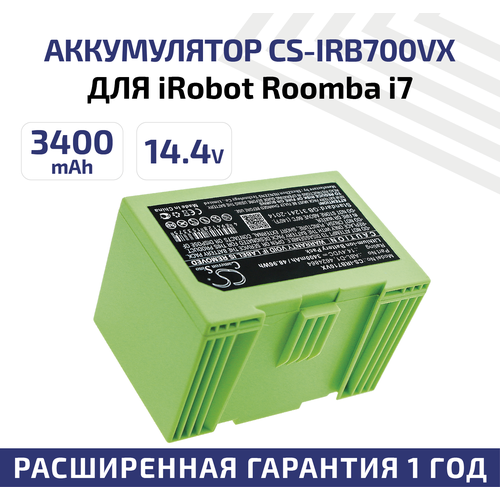 Аккумулятор (АКБ, аккумуляторная батарея) CameronSino CS-IRB700VX для пылесоса iRobot Roomba i7, i7+, e5, 7150, 14.4В, 3400мАч, 48.96Вт, Li-Ion