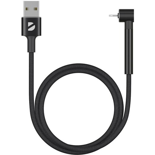 Кабель Lightning (m) - USB(m) Deppa, 1м, подставка, алюминий, черный (72294)