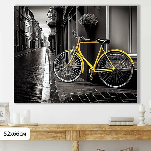 Картина интерьерная на стену ДоброДаров "Жёлтый велосипед" 52х66 см К0365