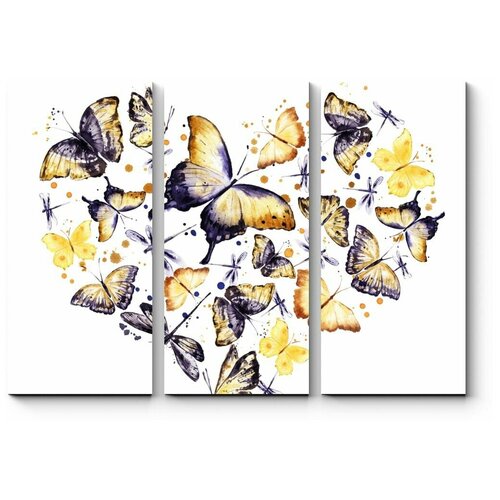 Модульная картина Винтажные бабочки 70x50