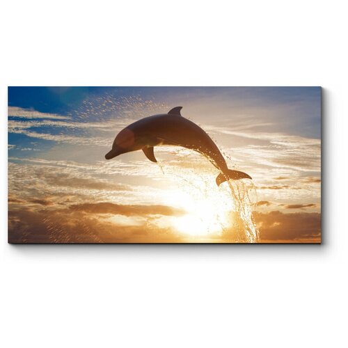 Модульная картина Завораживающий прыжок дельфина на закате 80x40
