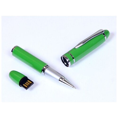 Флешка в виде ручки с мини чипом (16 Гб / GB USB 2.0 Зеленый/Green 370 с гравировкой логотипа компании доступно крупным и мелким оптом)