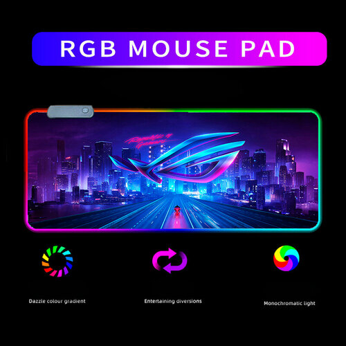 Игровой коврик для мыши и клавиатуры с RGB подцветкой 80х30 см Asus ROG цветной