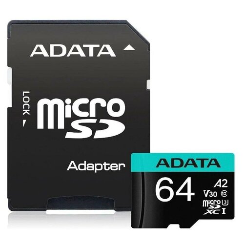 Карта памяти microSDXC 64Gb A-Data AUSDX64GUI3V30SA2-RA1