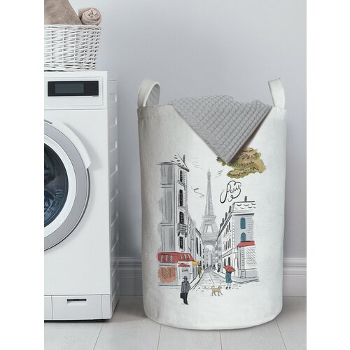 Корзина для белья в ванную, органайзер для хранения вещей JoyArty "Париж кафе и эйфелевая башня" 60x40 см