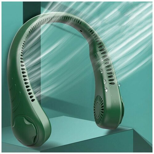 Портативный вентилятор для шеи и лица, зеленый спасение от жары