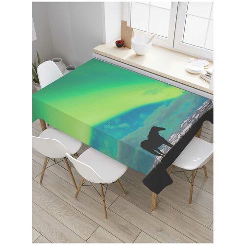 Скатерть прямоугольная JoyArty на кухонный стол "Северное сияние с лошадью" из оксфорда, 180x145 см