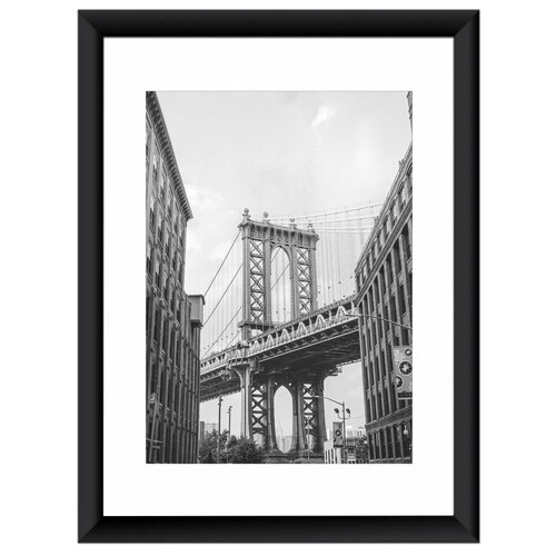 Картина на холсте в раме 35х45, "Бруклинский мост", картина на холсте / в раме