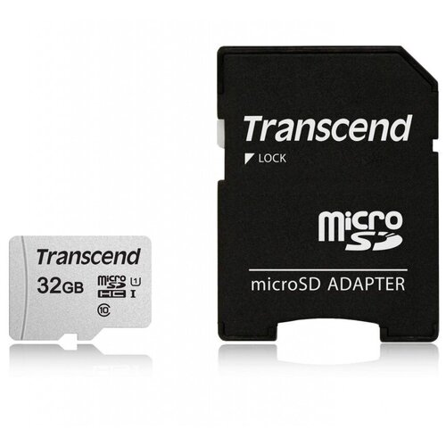 32Gb Карта памяти microSDHC Class10 TRANSCEND TS32GUSD300S-A + adapter