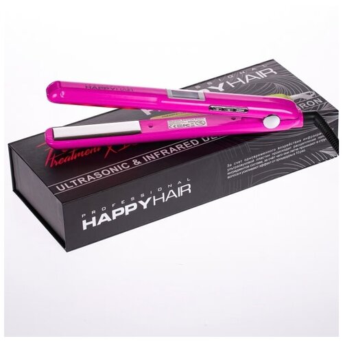 Утюжок Happy Hair Ультразвуковой+Инфракрасный, узкие пластины, розовый