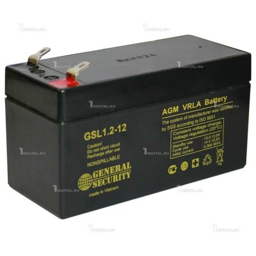 Аккумулятор General Security GSL 1.2-12 (12В, 1.2Ач / 12V, 1.2Ah)