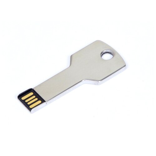 Металлическая флешка Ключ для нанесения логотипа (128 Гб / GB USB 2.0 Серебро/Silver KEY Гравировка логотипа компании)