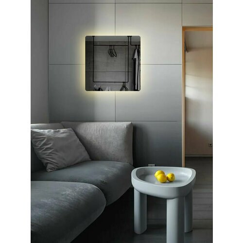 Зеркало для ванной Prisma 30*30 квадратное с тёплой LED-подсветкой без кнопки
