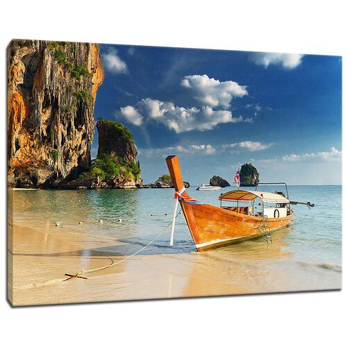 Картина Уютная стена "Лодка на тропическом пляже" 90х60 см