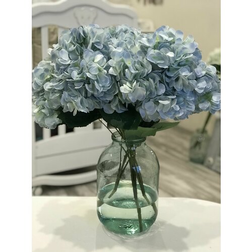 Цветы Гортензия букет 3 шт, 35 см / зелень искусственные цветы для декора интерьера / композиции для спальни детской кухни / свадебные букеты