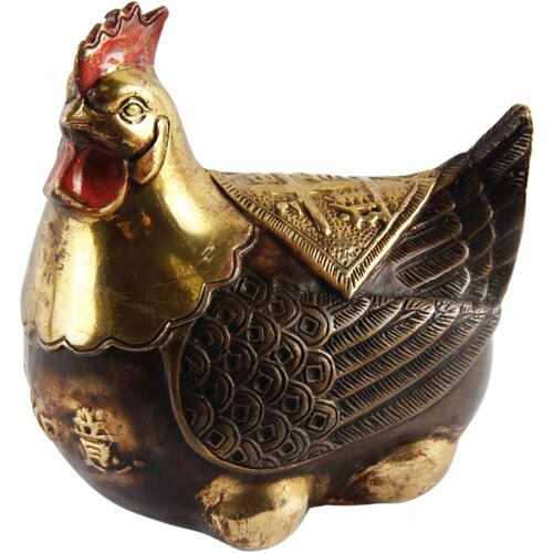 Статуэтка "Курица и золотые яйца" №2. Бронза, золочение. Китай, вторая половина ХХ века.