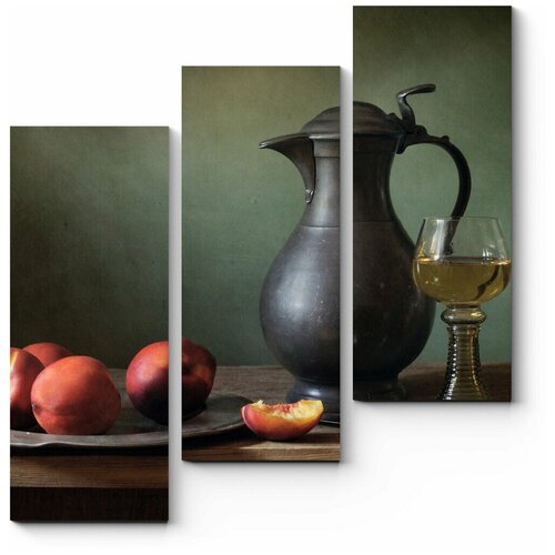 Модульная картина Персики и вино 120x128