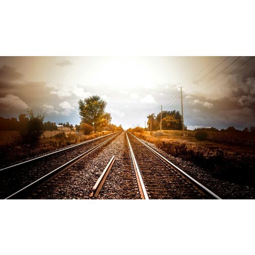 Картина на холсте 60x110 Альянс Лес "Свет перспектива железная дорога" на подрамнике / интерьер/ декор